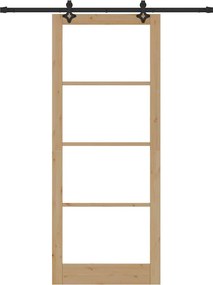 Posuvné dveře ORKDAL 93 x 232 cm Masivní borové dřevo a sklo 3332179