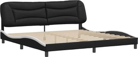 Rám postele bez matrace Hvar černý a bílý 200 x 200 cm umělá kůže 3208028