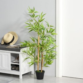 Outsunny Umělý bambus Dekorativní umělá rostlina 120cm realistický strom dekorace pro vnitřní prostory