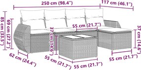 6dílná zahradní sedací souprava s poduškami černá polyratan 3253633
