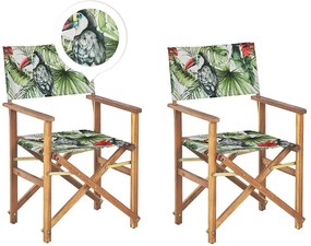 Sada 2 zahradních židlí a náhradních potahů světlé akáciové dřevo/vzor tukana CINE Beliani