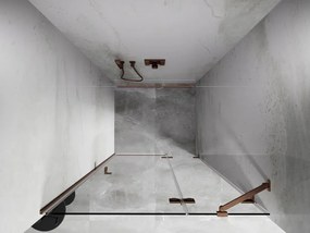 Mexen Lunar, výklopné sprchové dveře pravé 115 cm, 8mm čiré sklo, měděný matný profil, 834-115-000-65-00-P