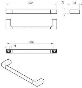 Gedy Gedy, PIRENEI držák ručníků 600x66mm, zlato, PI216087