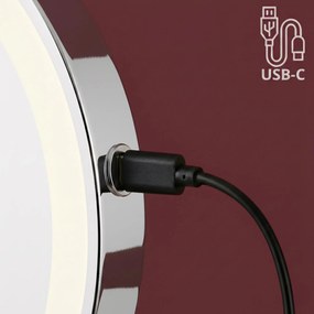 Rea Kosmetické zrcadlo ⌀20 cm s regulovatelným LED osvětlením HOM-70003 Stříbrná