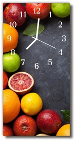 Skleněné hodiny vertikální Barevné citrusové květiny
