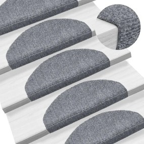 Schodové rohože samolepicí 15 ks 65 x 21 x 4 cm světle šedé, půlkulaté, velké 132699