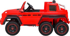 Ramiz Mercedes G63 AMG elektrické autíčko pro děti červené + dálkové ovládání + 6 EVA kol + pomalý start + MP3 + LED
