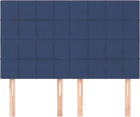Čelo postele modré 144x5x118/128 cm látkové 3116336
