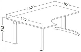 Ergonomický stůl ProOffice C 180 x 120 cm, levý