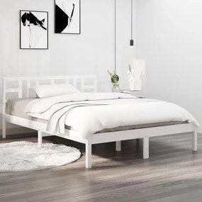 Rám postele bílý masivní dřevo 150 x 200 cm King Size,  3105411