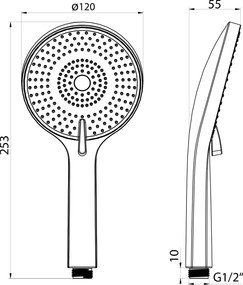 Sapho ruční masážní sprcha 3 režimy sprchování silikon trysky 120 mm ABS/gun metal šedá SK879GM