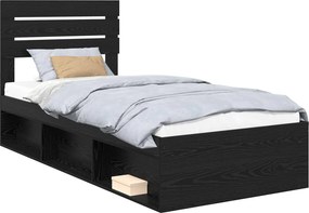 Rám postele s čelo Černá 100 x 200 cm Masivní borové dřevo 3411448