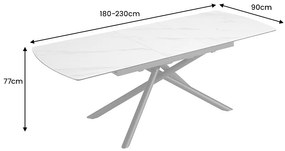 Rozkládací keramický jídelní stůl Mairead 180-230 cm bílý