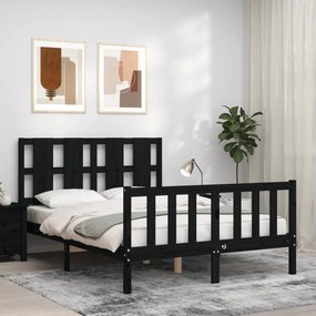 Rám postele s čelem černý 120 x 200 cm masivní dřevo,  3192230