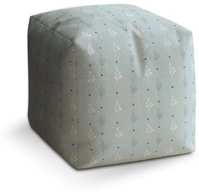 Sablio Taburet Cube Modré a bílé lístky: 40x40x40 cm