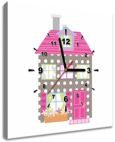 Gario Obraz s hodinami Tečkovaný domek Rozměry: 40 x 40 cm