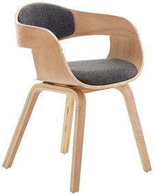 Jídelní židle Egdware - dřevo a látkový potah | přírodní a světle šedá