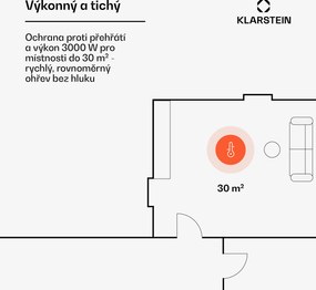Klarstein Bornholm konvektor | 3000 W | 30 m² | Výkonný a stylový | 105 x 51 cm