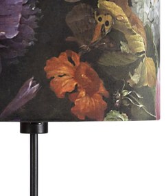 Stojací lampa černá se sametovými odstíny květin 35 cm - Parte