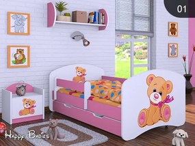 Dětská postel medvídek s mašlí 160 x 80 cm - bílá