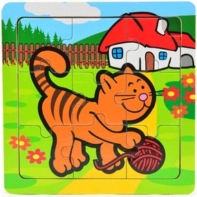 _Ostatní 1_ DŘEVO Baby puzzle moje první zvířátka 9 dílků na desce různé druhy 00512018