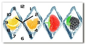 Wallmuralia Skleněné hodiny na stěnu Ovoce v kostkách 60x30 cm