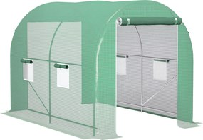 Tunelová skleník Outsunny zahradní se zastavěnou plochou 6 m² 3L x 2Š x 2,10V m, zesílený trubkový rám, dvojitě zipová vrata, 4 okna s rolovacími fun…