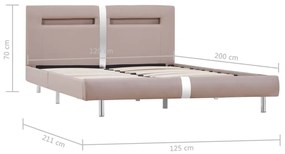 vidaXL Marketos Rám postele s LED cappuccino umělá kůže 120 x 200 cm