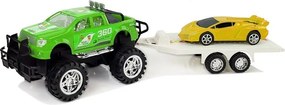 LEAN Toys Sada sportovních aut – žluté terénní a zelené s třecím pohonem