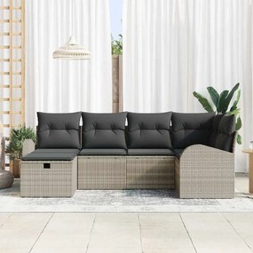 Set pohovek 6 ks Světle šedá polyratan 3359081