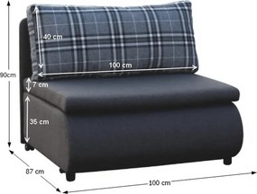 Rozkládací křeslo, šedá / vzor káro, KENY NEW
