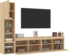4dílná obývací stěna s LED dub sonoma kompozitní dřevo 3216713