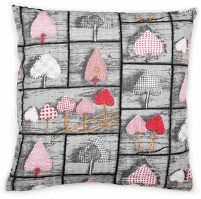 Bellatex Povláček krepový 40x40 cm Srdce šedé, červené