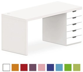 Artspect DS306-B-1607/L - Stůl se zásuvkovým kontejnerem 160x70cm - Brillint white