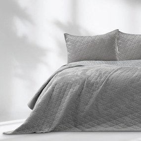 Světle šedý sametový prošívaný přehoz 220x240 cm Laila – Restilo