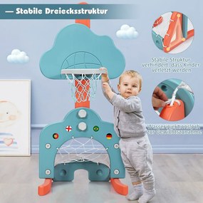 Costway 3 v 1 Dětské hřiště s výškově nastavitelným basketbalovým košem