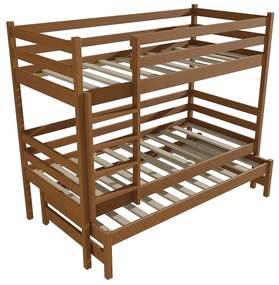 Vomaks Patrová postel s výsuvnou přistýlkou PPV 015 Rozměr: 80 x 200 cm, Barva: surové dřevo, Prostor mezi lůžky: 80 cm