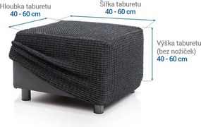 Super strečové potahy  RUBINIA antracitová taburet (40 - 60 cm)