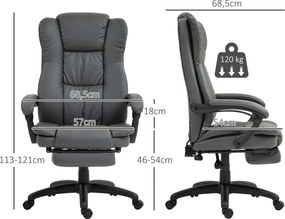 Kancelářská židle Vinsetto manažerská židle otočná židle zvedací s opěrkou hlavy ergonomická židle vibrační kancelářská židle s funkcí polohování mas…