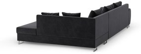 KOOKO HOME Rohová rozkládací sametová pohovka s úložným prostorem Adagio XL pravý roh