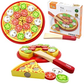 Dřevěná pizza na krájení s doplňky Viga Toys