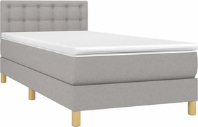 Box spring postel s matrací a LED světle šedá 100x200 cm textil 3134013