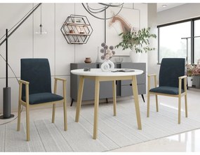 Rozkládací stůl se 2 židlemi - AL25, Barva dřeva: bílá, Potah: Zetta 300
