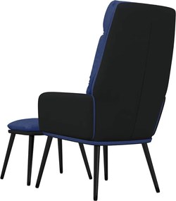 Relaxační křeslo se stoličkou modré textil a umělá kůže 3097510