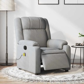 Elektrické masážní polohovací křeslo světle šedé textil 3205190