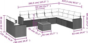 11dílný zahradní sedací souprava s poduškami béžový polyratan 3224197