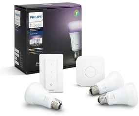 Hue LED žárovka White and Color Ambiance 3xE27/A19 10W starter kit 8718696728796 2000K-6500K RGB + Bridge + Dimmer Switch