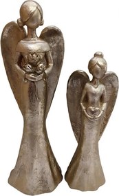 Set 2ks zlatých antik andělů - 11*9*33 / 9*7*26 cm