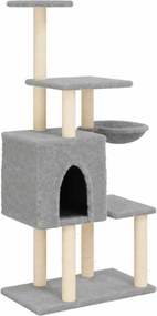 Škrabadlo pro kočky se sisalovými sloupky světle šedé 131 cm 172128