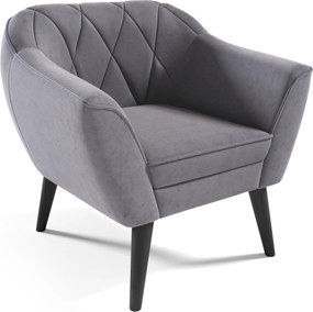 Eka Křeslo PRIME Látka Velutto: Šedá (Velutto 18), Výběr nohou: Černé